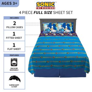 Franco Kids Bedding Super Soft Microfiber Sheet Set, Full, Sonic The Hedgehog, Anime