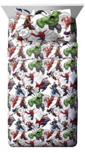 jay franco marvel avengers marvel team twin sheet set - super soft and cozy kid’s bedding - fade resistant polyester microfiber sheets (official marvel product)