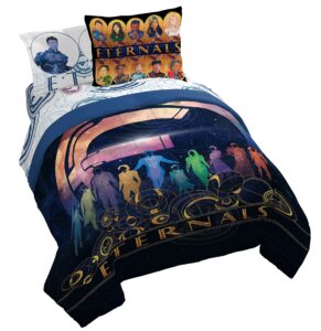 jay franco marvel eternals space force 7 piece queen size bed set - includes comforter & sheet set bedding - super soft fade resistant microfiber (official marvel product)