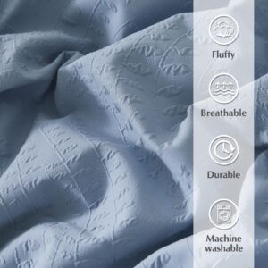 Geniospin King Comforter Set, Bed in a Bag Blue 7-Pieces, Botanical Pattern, All Season Comfortable Seersucker Bedding with Comforter, Sheets, Pillowcase & Shams (King, 102"x90")