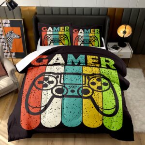 ailonen gamer comforter sets for teen boys, gaming bedding sets queen set,video game bedspread,game duvet,gamepad bed set,controller quilt set,3 piece 1 comforter and 2 pillowcases