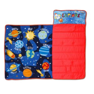 Baby Boom Funhouse Explore Planets & Outer Space Kids Nap Mat Set – Includes Pillow And Fleece Blanket – Great For Boys Napping during Daycare Or Preschool - Fits Toddlers, Blue