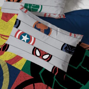 Jay Franco Marvel Avengers Emblems Queen Sheet Set - 4 Piece Set Super Soft and Cozy Kid’s Bedding - Fade Resistant Microfiber Sheets (Official Marvel Product)