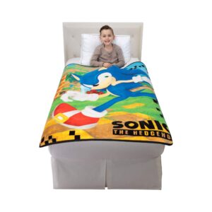 franco kids bedding super soft micro raschel throw, 46 in x 60 in, sonic the hedgehog, anime