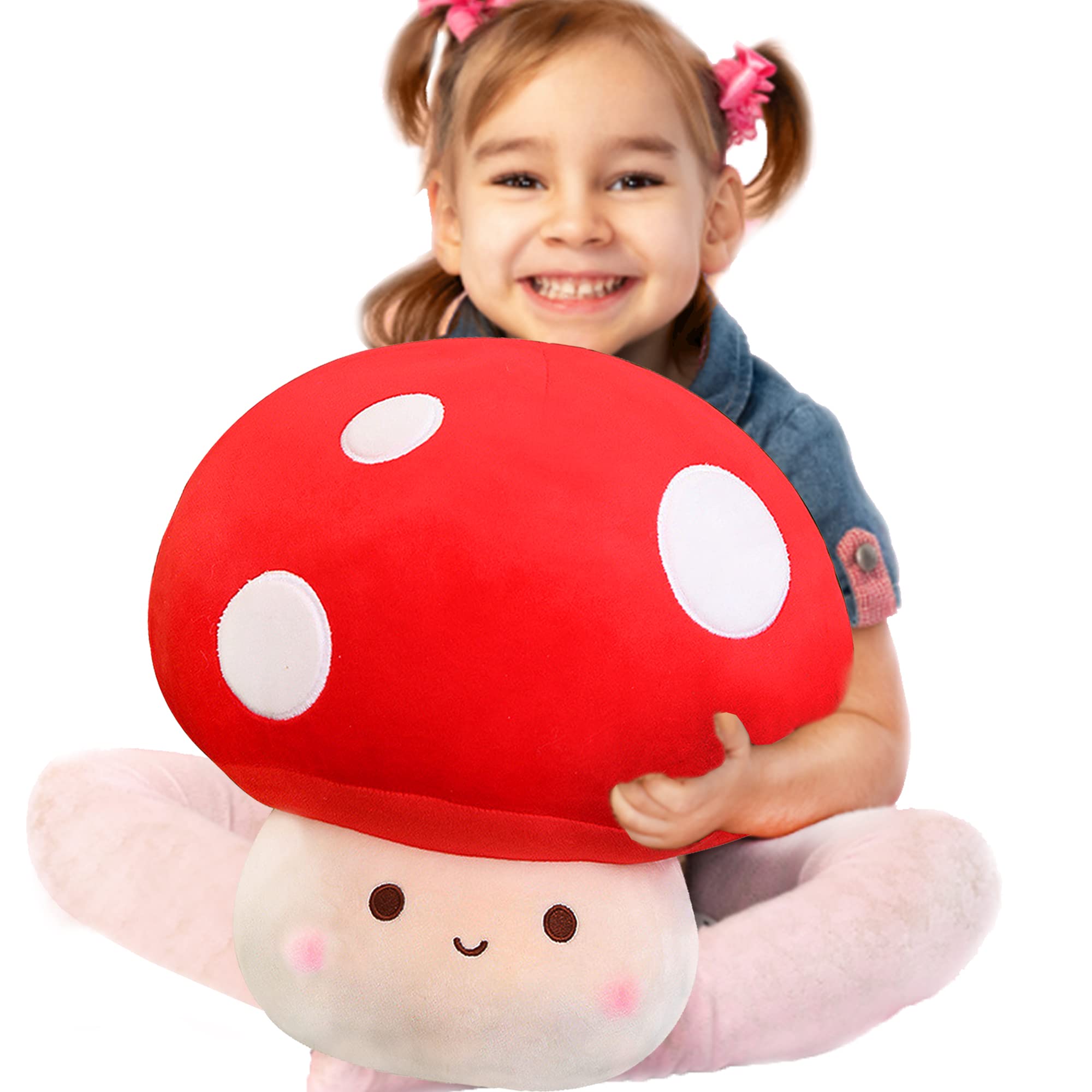 Yulefly Large Mushroom Plush Toy, Mushroom Stuffed Animal Hugging Throw Pillow Plushies Doll Toy, Gift for Birthday Valentine (Red, 12inch)