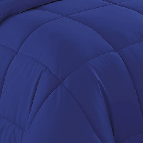 Sweet Home Collection 5 Piece Comforter Set Bag Solid Color All Season Soft Down Alternative Blanket & Luxurious Microfiber Bed Sheets, Royal Blue, Twin