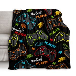 lirs bedding gaming throw blanket 60" x 50’’ super soft, fleece, gamer gift for couch sofa for for kids boys teens video game (mt-a11, 60’’x50)