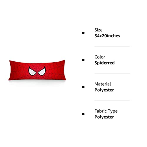 Spider Red Man Body Pillow Cover with Hidden Zipper 20x54inches Double Printed Pillowcase Cover