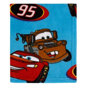 disney cars radiator springs blue and red lightning mcqueen and tow-mater super soft toddler blanket