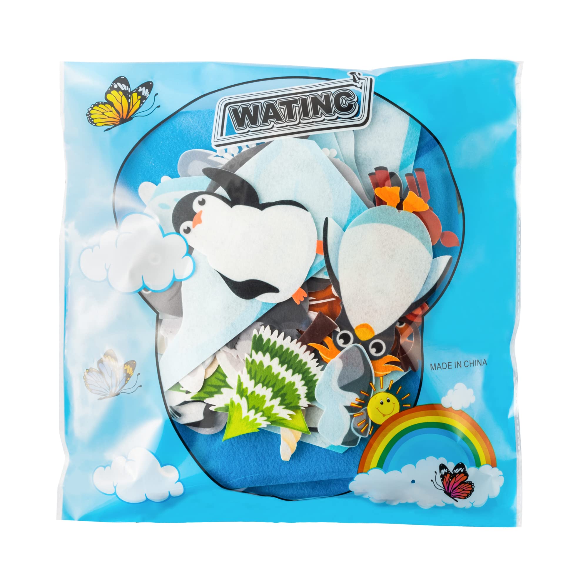 WATINC 46Pcs Polar Animals Felt Board Story Set Arctic Antarctica Ocean Animal Bear Penguin Whale Preschool Large Wall Storyboard Early Learning Play Kit Hanging Gift for Toddlers Kids 41 x 30 Inch