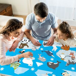 WATINC 46Pcs Polar Animals Felt Board Story Set Arctic Antarctica Ocean Animal Bear Penguin Whale Preschool Large Wall Storyboard Early Learning Play Kit Hanging Gift for Toddlers Kids 41 x 30 Inch