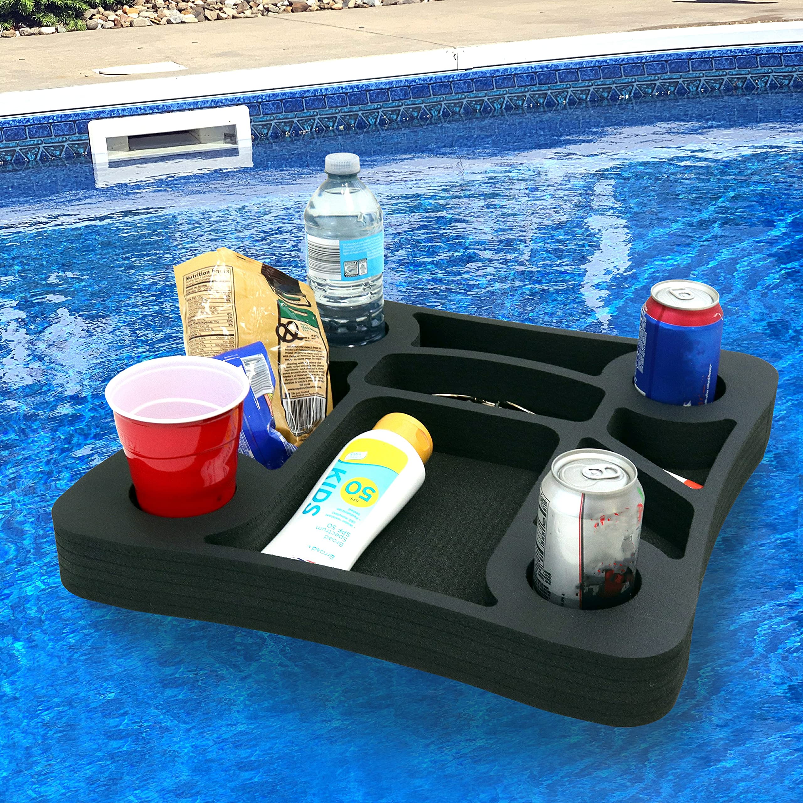 Polar Whale Floating Drink Holder Refreshment Table Tray for Pool Beach Party Float Lounge Durable Foam 17.5 Inches Large 10 Compartments UV Resistant