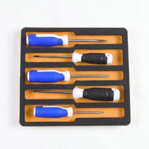 Polar Whale Tool Drawer Organizer Screwdriver Holder Insert Orange Black Durable Foam Tray Holds 5 Drivers Up To 10 Inches Fits Craftsman Husky Kobalt Milwaukee Many Others