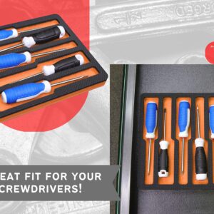 Polar Whale Tool Drawer Organizer Screwdriver Holder Insert Orange Black Durable Foam Tray Holds 5 Drivers Up To 10 Inches Fits Craftsman Husky Kobalt Milwaukee Many Others