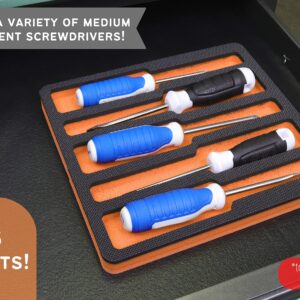 Polar Whale Tool Drawer Organizer Screwdriver Holder Insert Orange Black Durable Foam Tray Holds 5 Drivers Up To 10 Inches Fits Craftsman Husky Kobalt Milwaukee Many Others