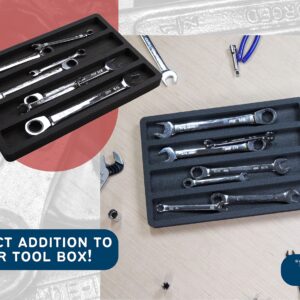 Polar Whale Tool Drawer Organizer 3-Piece Wrench Insert Set 4 Pockets Black Durable Foam Holds Many Tools 15 x 10 Inch Trays Fits Craftsman Husky Kobalt Milwaukee Many Others