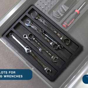 Polar Whale Tool Drawer Organizer 3-Piece Wrench Insert Set 4 Pockets Black Durable Foam Holds Many Tools 15 x 10 Inch Trays Fits Craftsman Husky Kobalt Milwaukee Many Others