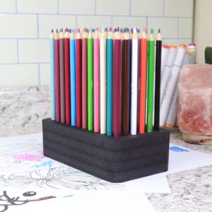 polar whale colored pencil desk stand organizer compatible with crayola and others design storage tray supply non-scratch non-rattle washable durable black foam holds 72