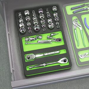 polar whale tool drawer organizer socket holder insert green and black durable foam strong tray 15 x 10 inches holds 30 sockets and more fits craftsman husky kobalt milwaukee and many others