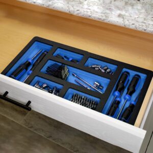 polar whale tool drawer organizer insert blue and black durable foam strong non-slip anti-rattle bin holder tray 20 x 10 inches 7 pockets fits craftsman husky kobalt milwaukee and many others