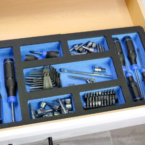 Polar Whale Tool Drawer Organizer Insert Blue and Black Durable Foam Strong Non-Slip Anti-Rattle Bin Holder Tray 20 x 10 Inches 7 Pockets Fits Craftsman Husky Kobalt Milwaukee and Many Others