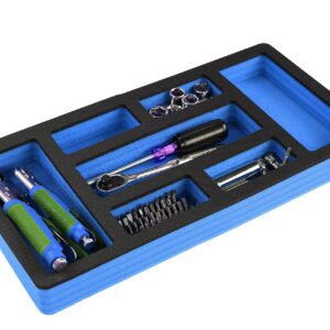 Polar Whale Tool Drawer Organizer Insert Blue and Black Durable Foam Strong Non-Slip Anti-Rattle Bin Holder Tray 20 x 10 Inches 7 Pockets Fits Craftsman Husky Kobalt Milwaukee and Many Others