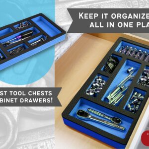 Polar Whale Tool Drawer Organizer Insert Blue and Black Durable Foam Strong Non-Slip Anti-Rattle Bin Holder Tray 20 x 10 Inches 7 Pockets Fits Craftsman Husky Kobalt Milwaukee and Many Others