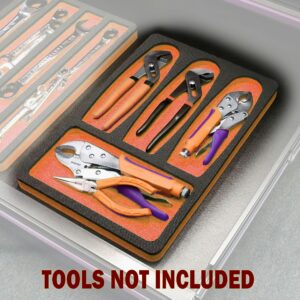 Polar Whale Tool Drawer Organizer Pliers Holder Insert Orange and Black Durable Foam Tray 15 x 10 Inches 4 Pockets Holds 3 Pliers Up To 9 Inches Long Fits Craftsman Husky Kobalt Milwaukee Many Others