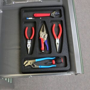 polar whale tool drawer organizer small pliers holder insert black durable foam tray 15 x 10 inches 5 pockets holds 3 small pliers up to 8 inch long fits craftsman husky kobalt milwaukee many others