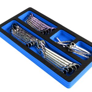 Polar Whale Tool Drawer Organizer Insert Blue and Black Durable Foam Strong Non-Slip Anti-Rattle Bin Holder Tray 20 x 10 Inches 4 Pockets Fits Craftsman Husky Kobalt Milwaukee and Many Others