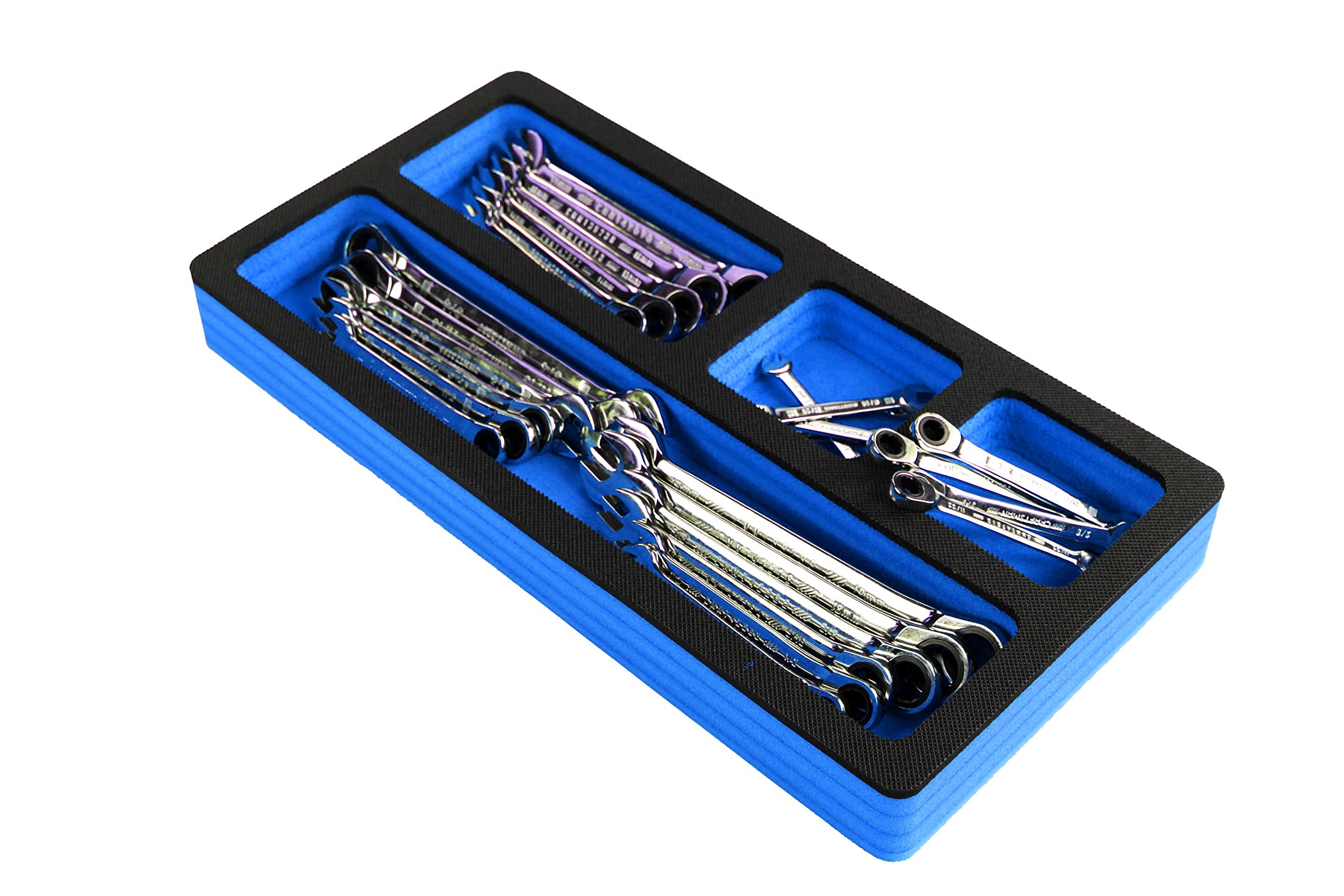 Polar Whale Tool Drawer Organizer Insert Blue and Black Durable Foam Strong Non-Slip Anti-Rattle Bin Holder Tray 20 x 10 Inches 4 Pockets Fits Craftsman Husky Kobalt Milwaukee and Many Others