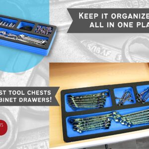 Polar Whale Tool Drawer Organizer Insert Blue and Black Durable Foam Strong Non-Slip Anti-Rattle Bin Holder Tray 20 x 10 Inches 4 Pockets Fits Craftsman Husky Kobalt Milwaukee and Many Others