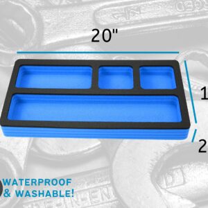 Polar Whale Tool Drawer Organizer Insert Blue and Black Durable Foam Strong Non-Slip Anti-Rattle Bin Holder Tray 20 x 10 Inches 4 Pockets Fits Craftsman Husky Kobalt Milwaukee and Many Others