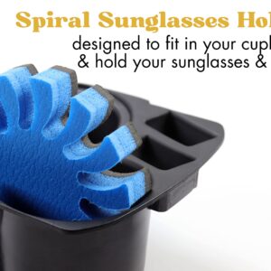 Polar Whale Spiral Car Cup Sunglasses Holder Insert Universal Expander Extender Keeps Small Items Organized Blue and Black High Density Foam