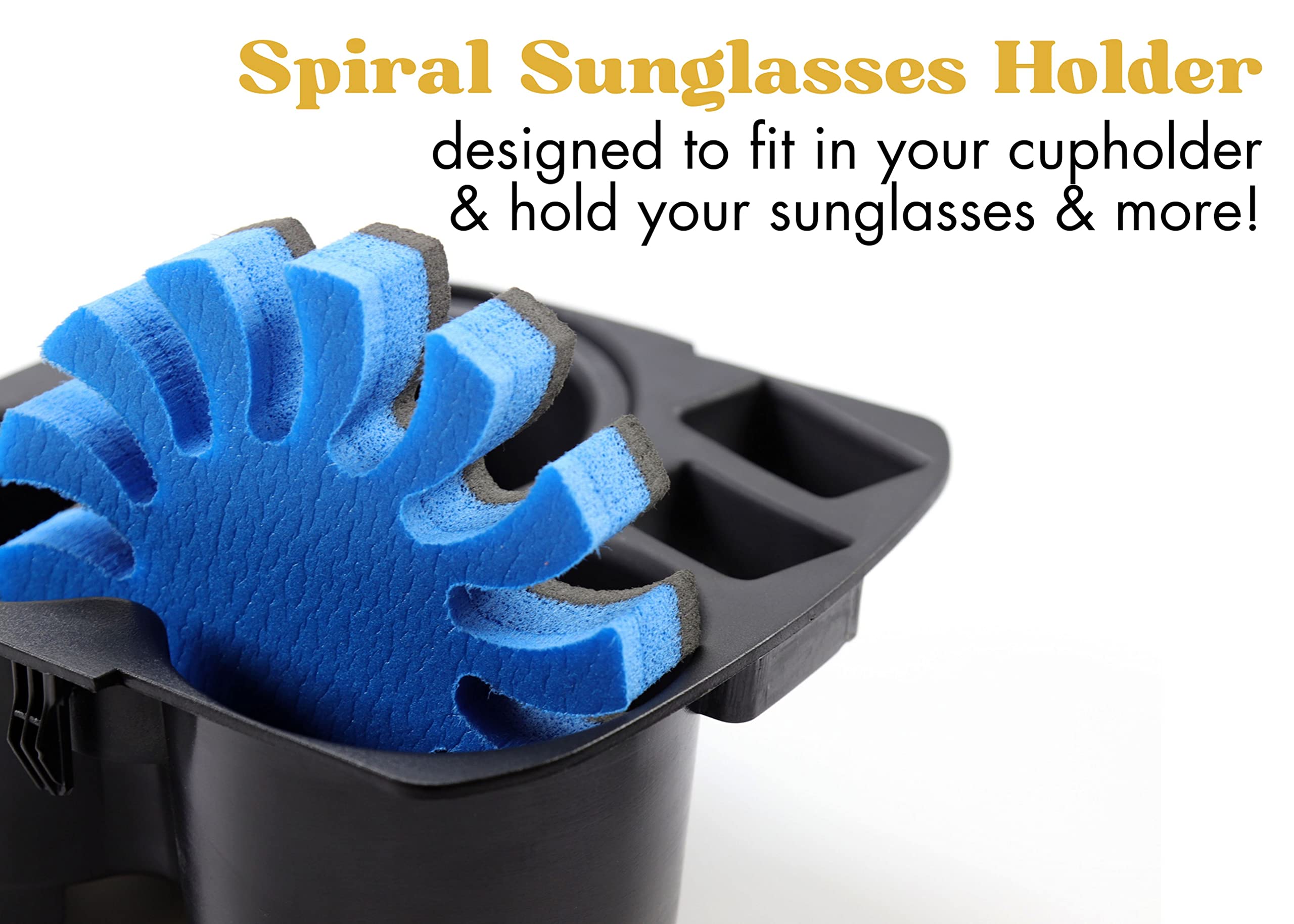 Polar Whale Spiral Car Cup Sunglasses Holder Insert Universal Expander Extender Keeps Small Items Organized Blue and Black High Density Foam