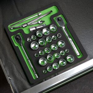 polar whale tool drawer organizer socket holder insert green and black durable foam strong tray holds 25 sockets and more fits craftsman husky kobalt milwaukee and many others