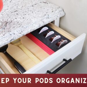 Polar Whale Cocktail Capsule Drawer Organizer Tray Red and Black Foam Insert Compatible with Bartesian for Kitchen Home Bar Party Waterproof Washable 6 Compartment 4.5 x 11.75 Inches