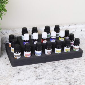 polar whale essential oil storage organizer 2 tier display rack for home bathroom bedroom office elegant modern durable black foam washable waterproof holds 15 (5ml to 15ml) and 5 (5ml) bottles