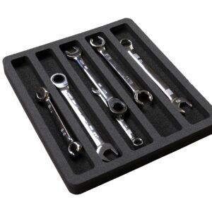 Polar Whale Tool Drawer Organizer Wrench Holder Insert Black Durable Foam Tray 5 Pockets Holds Wrenches Up to 10 Inches Long Fits Craftsman Husky Kobalt Milwaukee Many Others