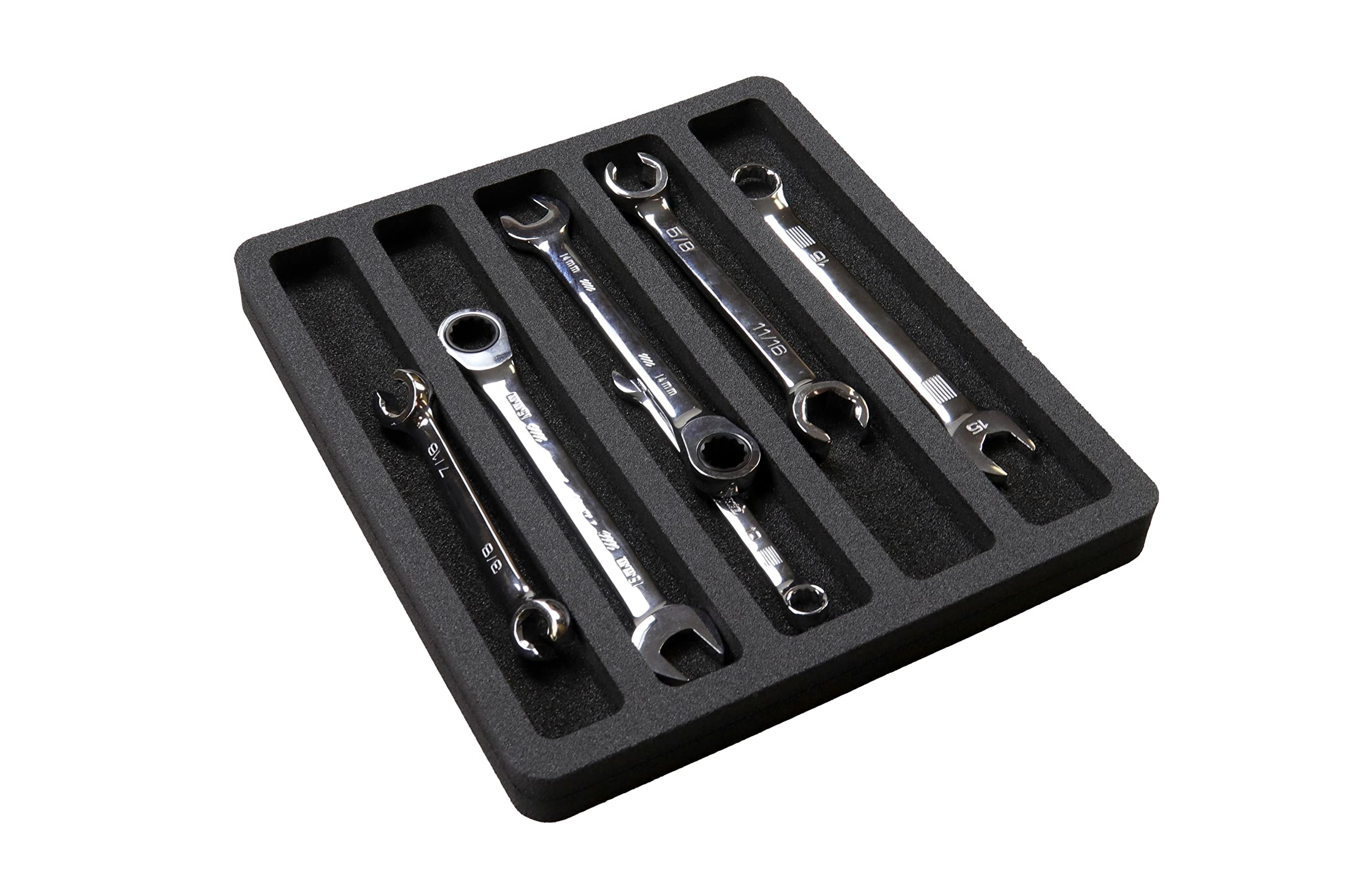 Polar Whale Tool Drawer Organizer Wrench Holder Insert Black Durable Foam Tray 5 Pockets Holds Wrenches Up to 10 Inches Long Fits Craftsman Husky Kobalt Milwaukee Many Others