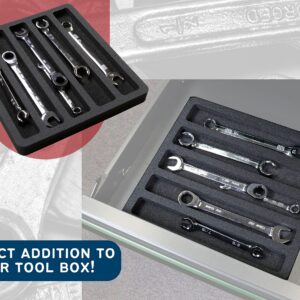 Polar Whale Tool Drawer Organizer Wrench Holder Insert Black Durable Foam Tray 5 Pockets Holds Wrenches Up to 10 Inches Long Fits Craftsman Husky Kobalt Milwaukee Many Others