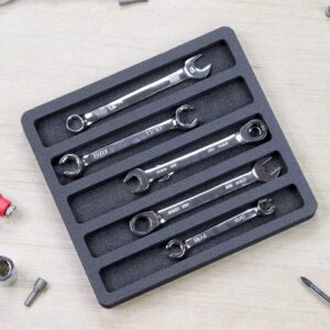 Polar Whale Tool Drawer Organizer Wrench Holder Insert Black Durable Foam Tray 5 Pockets Holds Wrenches Up to 10 Inches Long Fits Craftsman Husky Kobalt Milwaukee Many Others