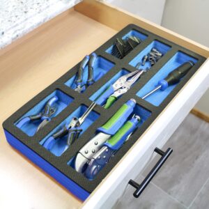 polar whale tool drawer organizer insert blue and black durable foam strong non-slip anti-rattle bin holder tray 20 x 10 inches 8 pockets fits craftsman husky kobalt milwaukee and many others