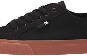 DC mens Manual Low Top Vegan Friendly Casual Skate Shoe, Black/Gum, 10.5 US