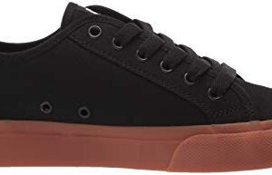 DC mens Manual Low Top Vegan Friendly Casual Skate Shoe, Black/Gum, 10.5 US