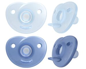 philips avent soothie heart pacifier, blue/light blue, 0-3 months, 4 pack, scf099/41