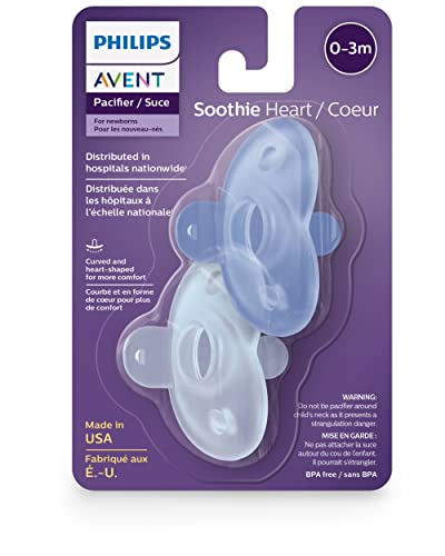 Philips AVENT Soothie Heart Pacifier, Blue/Light Blue, 0-3 Months, 4 Pack, SCF099/41