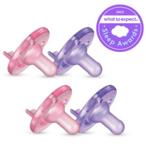 Philips AVENT Soothie Pacifier, Pink/Purple, 0-3 Months, 4 Pack, SCF190/42