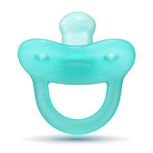 Smilo Newborn Baby Pacifier - 3 Pack of Orthodontic Pacifiers for Babies from 0-2 Months - Expands to Support The Palate During Soothing - BPA-Free - Aqua