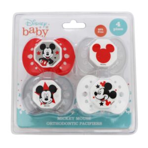 cudlie disney mickey mouse baby boy 4 pack of pacifier, winkin mickey